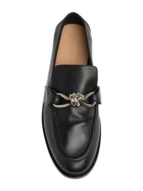 Bottega Veneta Astaire Metallic Knot Napa Loafers - Black/silver