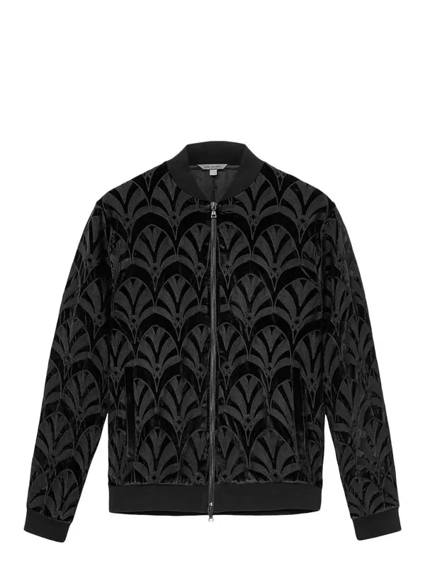 John Varvatos Norfolk Embroidered Velour Blouson Jacket - Black