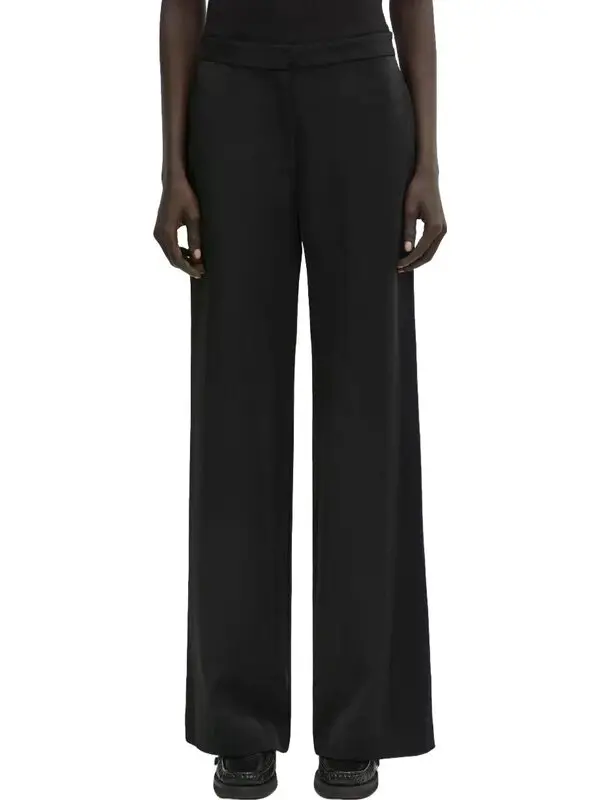 SAMSOE SAMSOE Rear Welt Pockets Wide-leg Trousers - Black