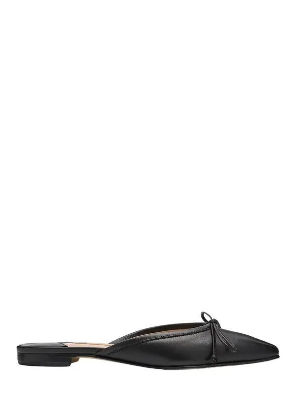 Manolo Blahnik Lambskin Bow Ballerina Mules - Black