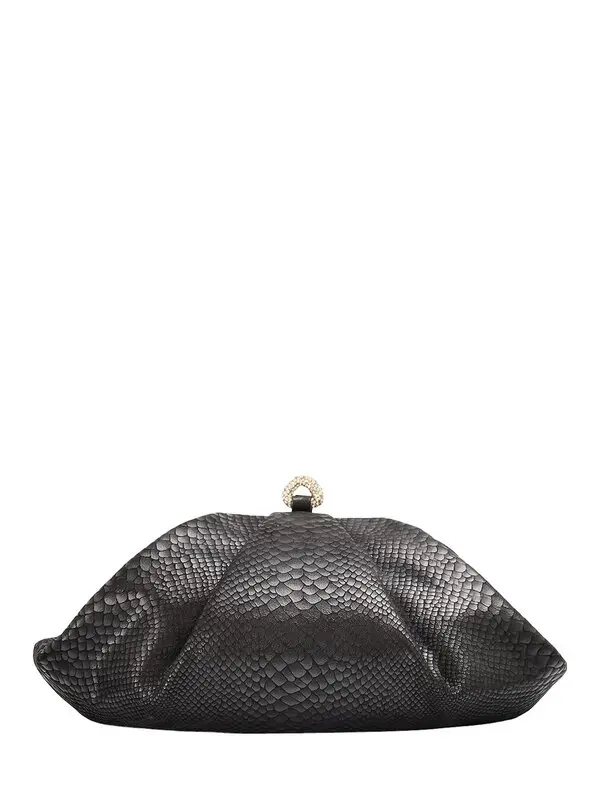 Judith Leiber Grande Gemma Pleated Snake-embossed Clutch Bag - Champagne Black
