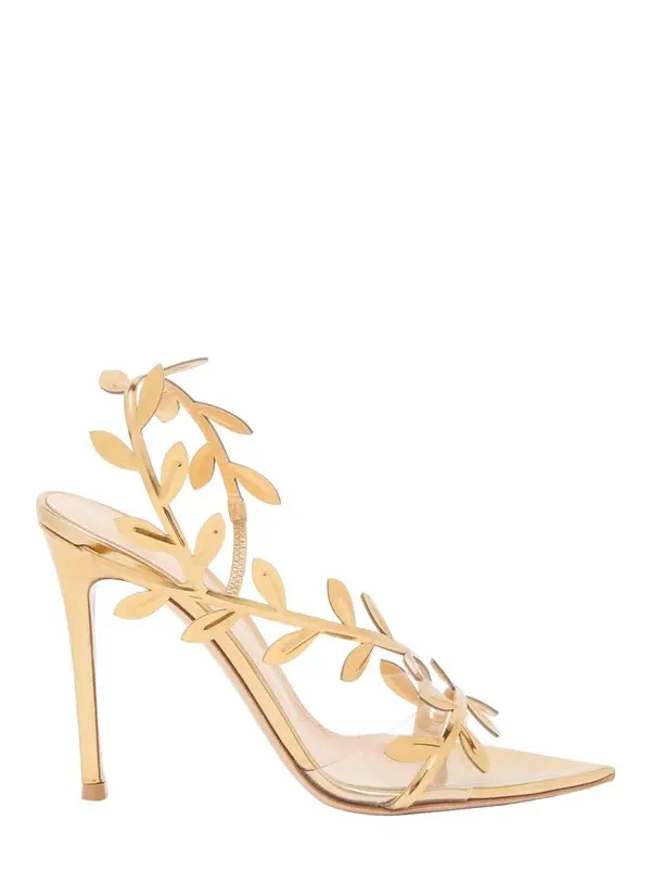 GIANVITO ROSSI Crystal Branch Slingback Sandals - Gold