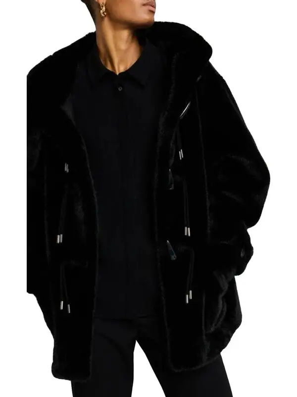 Kobi Halperin Rosie Hooded Faux Fur Coat - Black