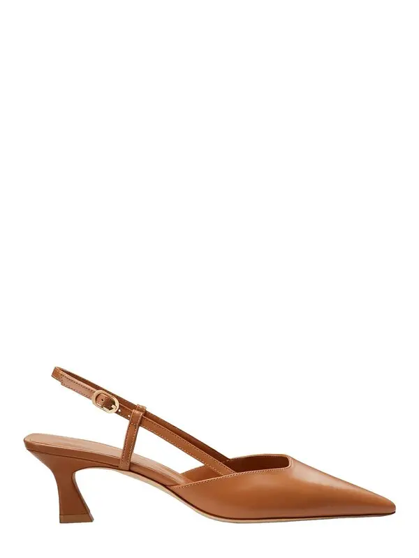STUART WEITZMAN Vinnie Leather Kitten Slingback Pumps - Brown