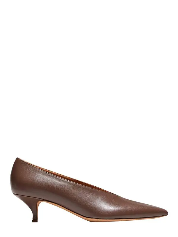 EMME PARSONS Veneto Leather Kitten-heel Pumps - Chocolate
