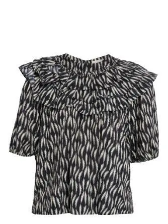Ulla Johnson Mira Ruffle Puff-sleeve Blouse - Graphite