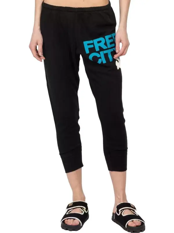FREECITY Logo-print Cropped Sweatpants - Black
