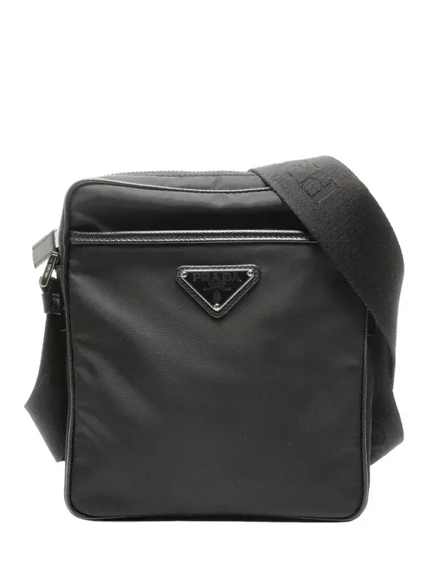 Prada Logo-plaque Shoulder Bag - Black