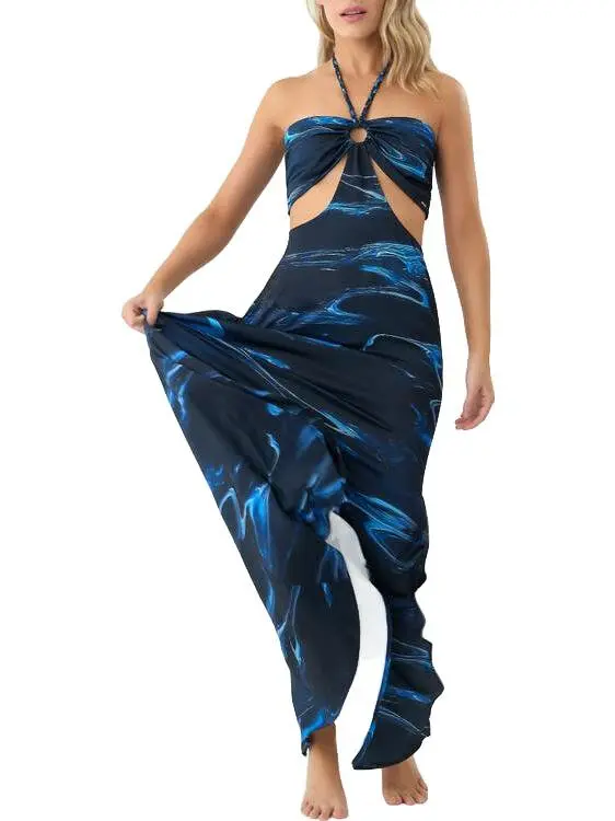 BOAMAR Chamberlain Halter Maxi Dress - Blue