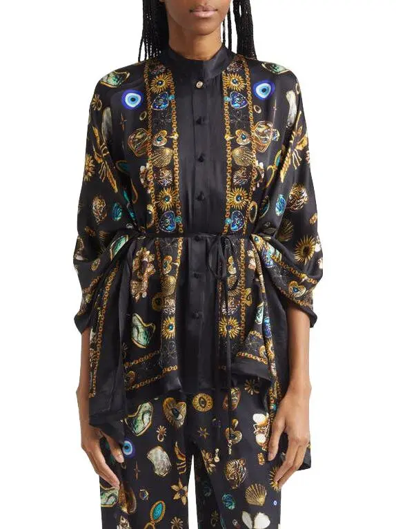 Camilla Amulets & Alchemy Print Silk Satin Shirt - Amulets And Alchemy