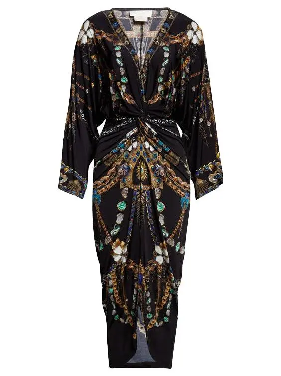 Camilla Amulets & Alchemy Print Twist Front Long Sleeve Jersey Dress - Amulets And Alchemy