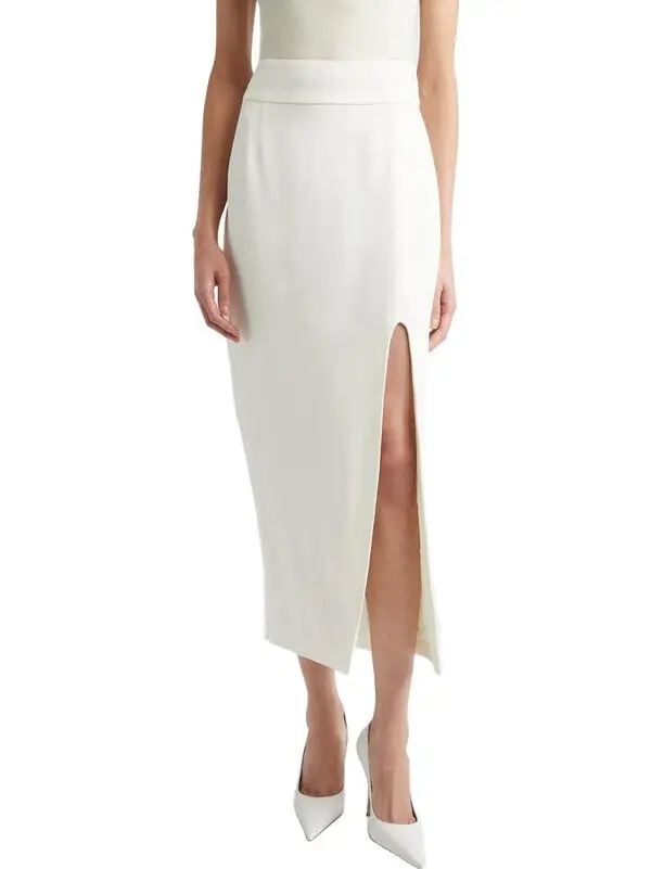 Victoria Beckham Front Slit Midi Skirt - Ivory