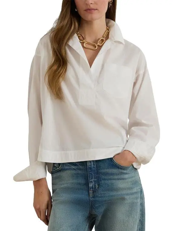 Ralph Lauren Cotton Popover Top - White