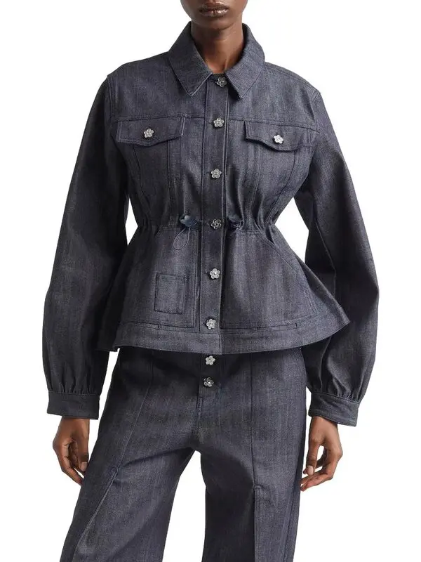 Cecilie Bahnsen Candida Denim Peplum Jacket - Indigo Denim
