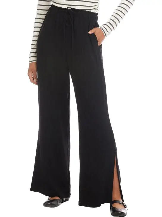 Fifteen Twenty Helen Jersey Drawstring Wide Leg Pants - Black