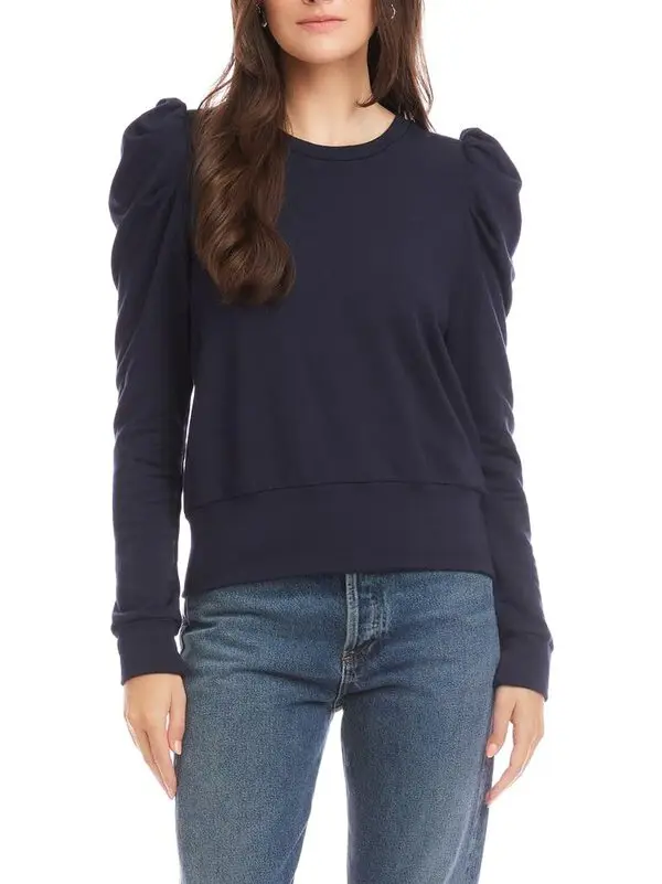 Fifteen Twenty Leila Puff Shoulder Top - Navy