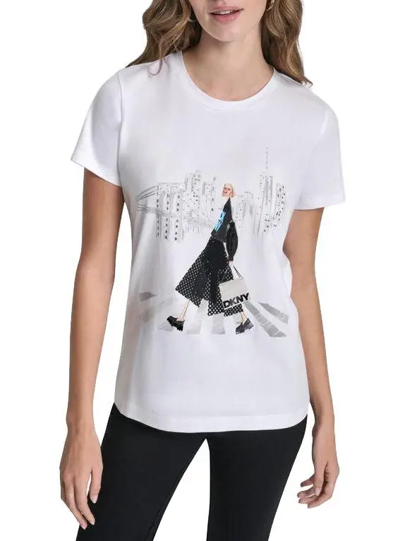 Dkny Cotton-blend Graphic T-shirt - White