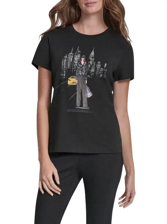 Dkny Stud Moto Graphic T-shirt - Black