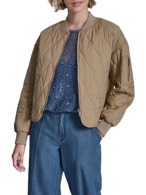 Dkny Quilted Bomber Jacket - Travertine