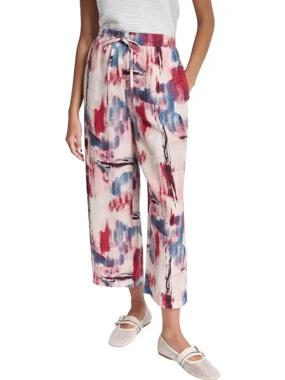 Dkny Print Pull-on Linen Pants - Urban Bloom
