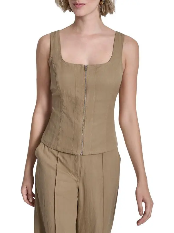 Dkny Zigzag Stitch Corset Top - Travertine