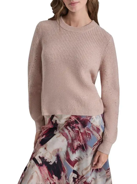 Dkny Rib Cotton Blend Crewneck Sweater - Cameo