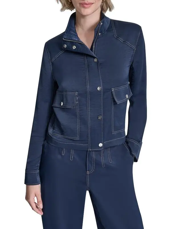 Dkny Topstitch Jacket - Hudson Blue