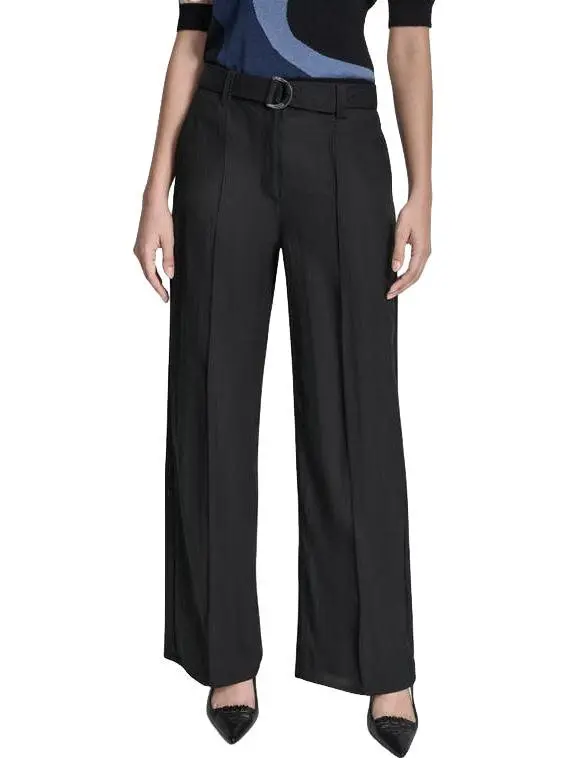 Dkny Belted Wide-leg Trousers - Black