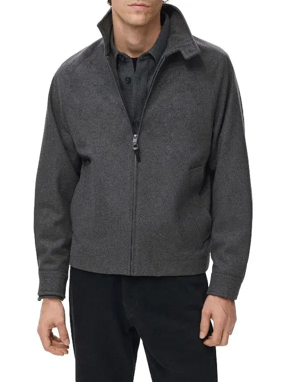 Mango Wool Blend Melton Jacket - Grey