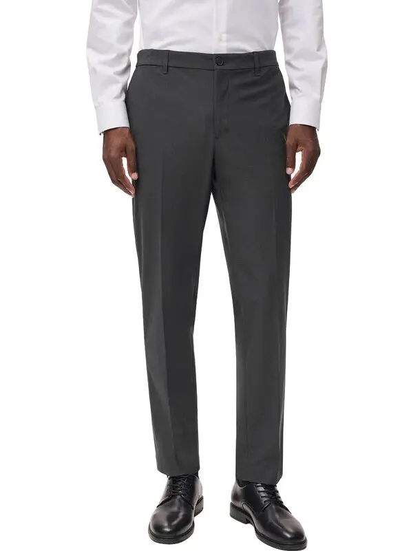 Mango Slim Fit Thermolite® Flat Front Trousers - Dark Green Grey