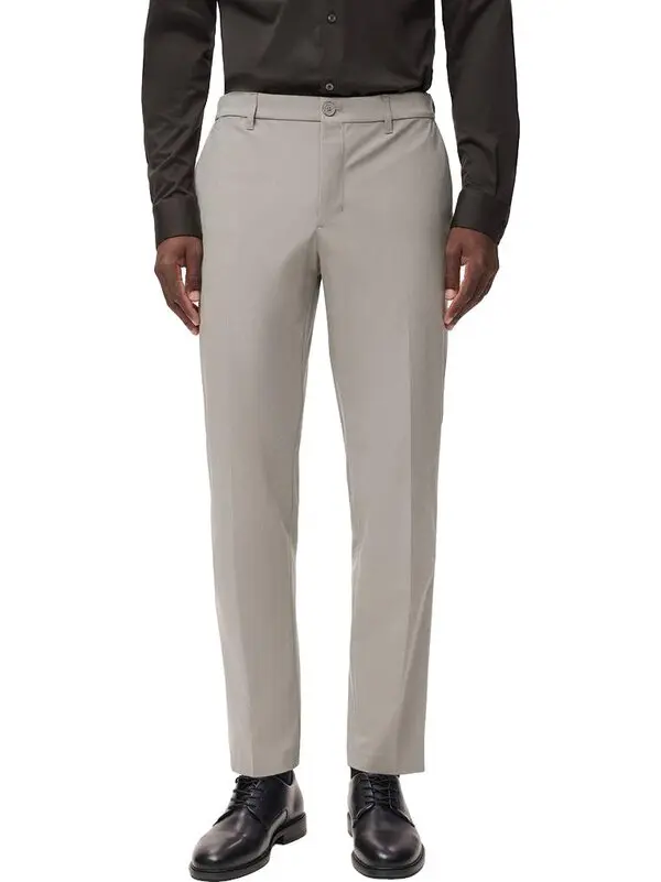 Mango Slim Fit Thermolite® Flat Front Trousers - Light/pastel Grey