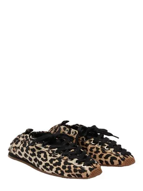GANNI Lace-up Ballet Flat - Leopard