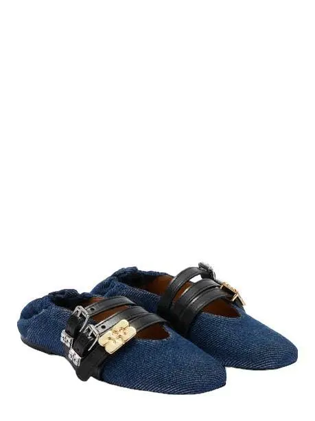 GANNI Mary Jane Ballet Flat - Dark Blue Vintage