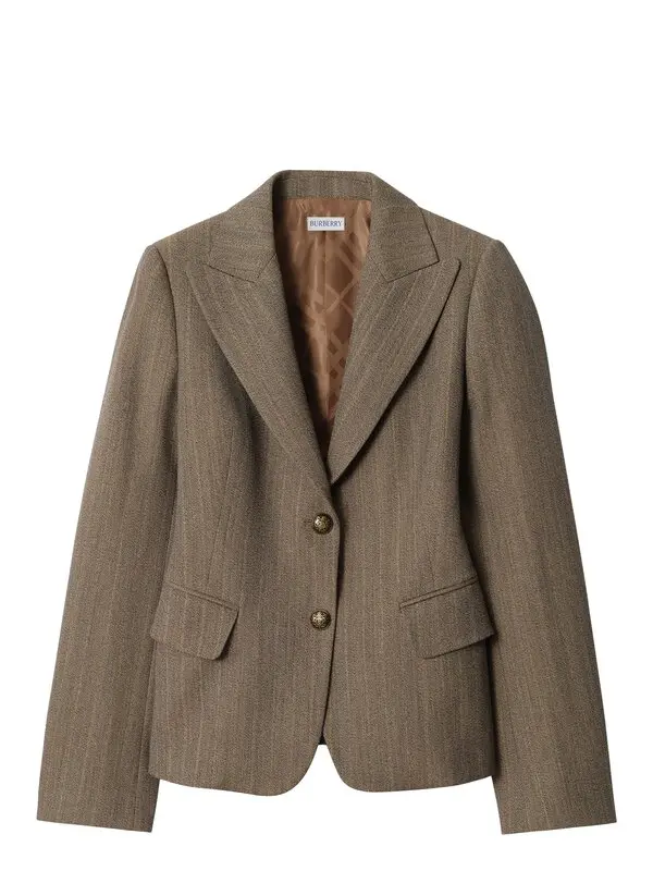 Burberry Mouliné Wool Tailored Blazer - Brown