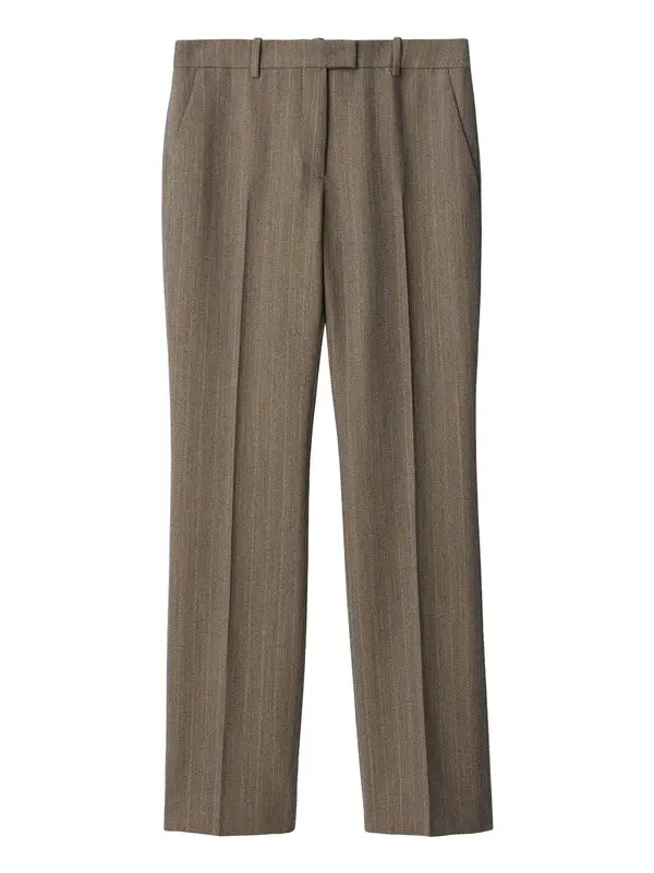 Burberry Striped Mouliné Wool Tailored Trousers - Brown