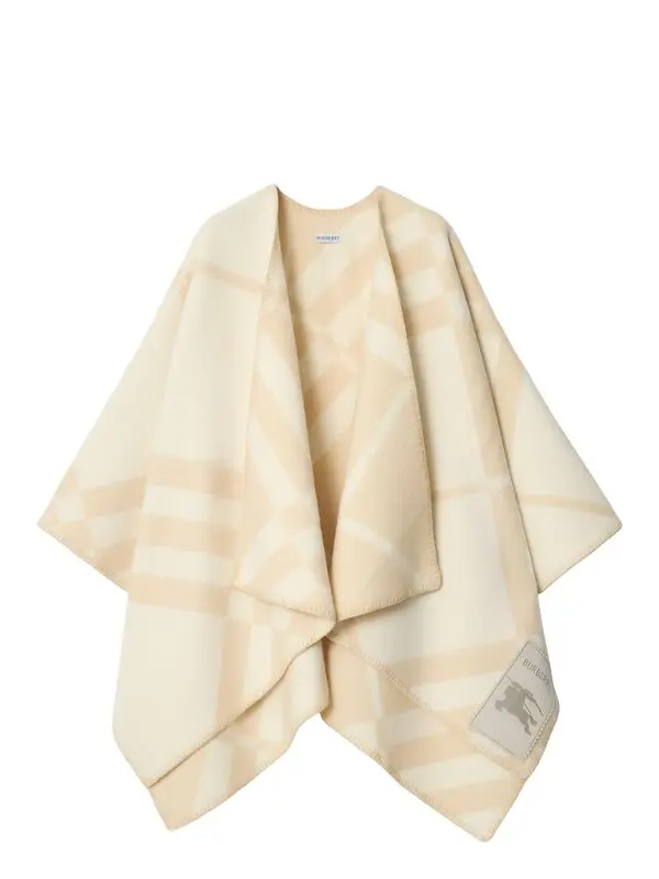 Burberry Wool-cashmere Check Cape - Beige