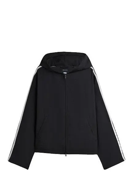 Adidas Y3 Hooded Three Stripes Track Top - Black