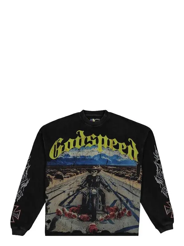 GODSPEED Long Lonely Road Thermal Long Sleeve T-shirt - Black Wash