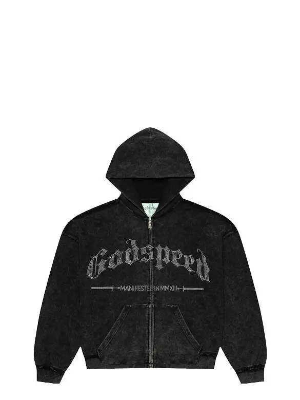 GODSPEED Studded Logo Hoodie - Black Wash
