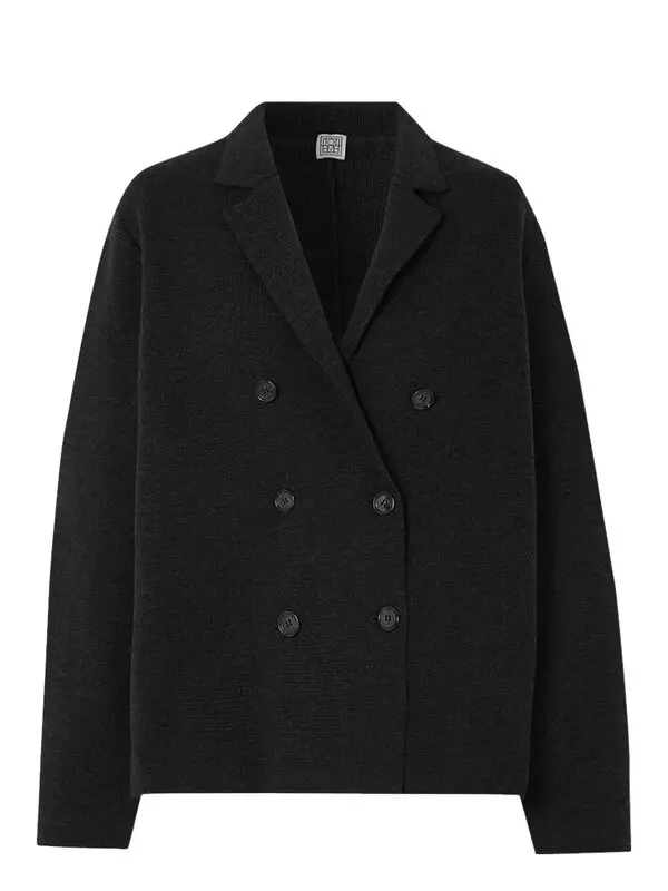 TOTEME Double-breasted Wool Blazer - Charcoal