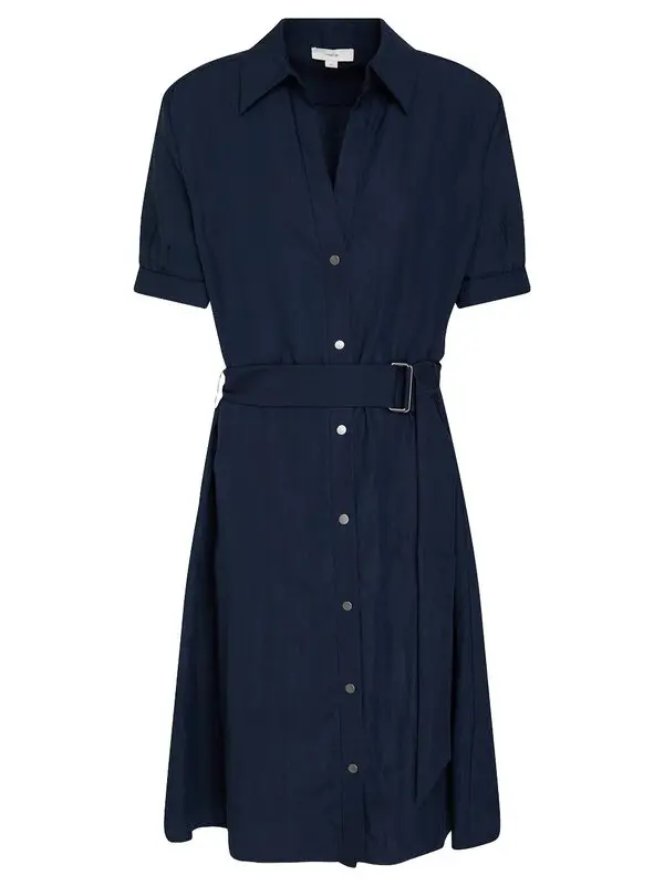 Vince Belted Tencel™ Lyocell-blend Shirt Dress - Navy