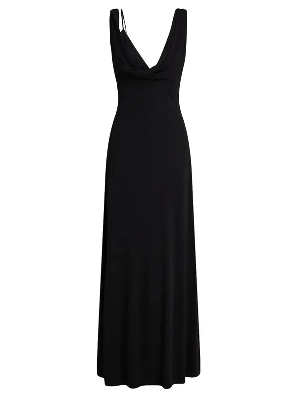TOTEME Draped Stretch-jersey Maxi Dress - Black
