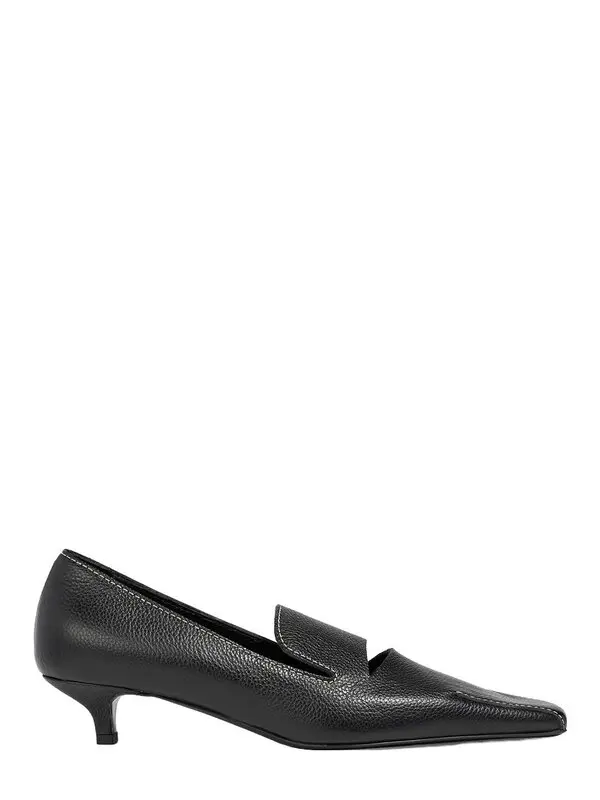 TOTEME Cutout Pebbled Leather Loafers - Black
