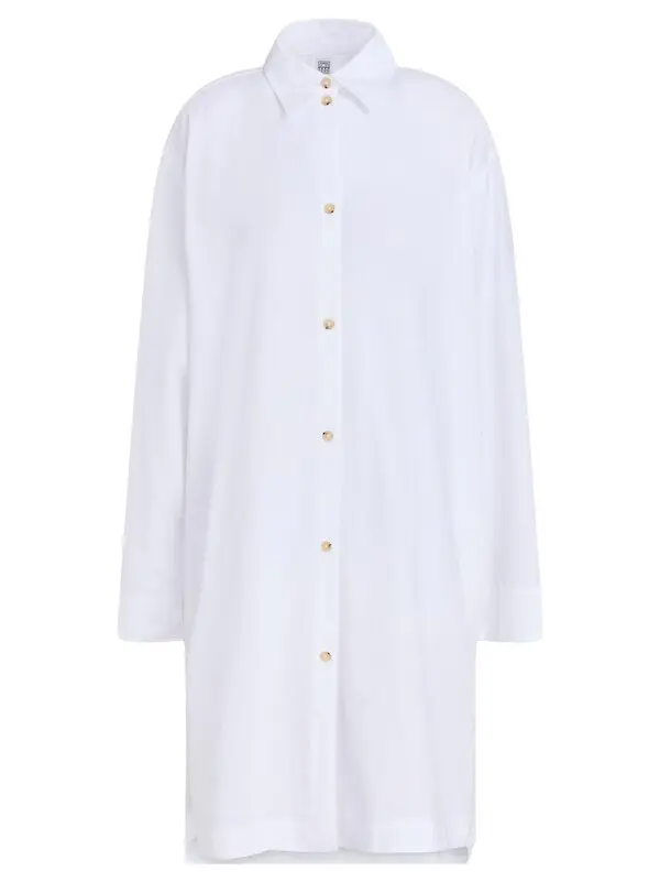TOTEME Striped Cotton-jacquard Shirt Dress - Off-white