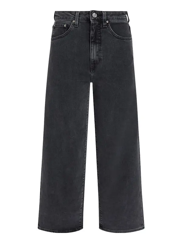 TOTEME Cropped Wide-leg High-rise Jeans - Charcoal