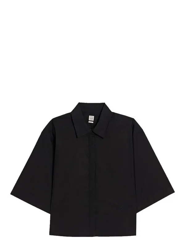 TOTEME Cropped Cotton-poplin Shirt - Black