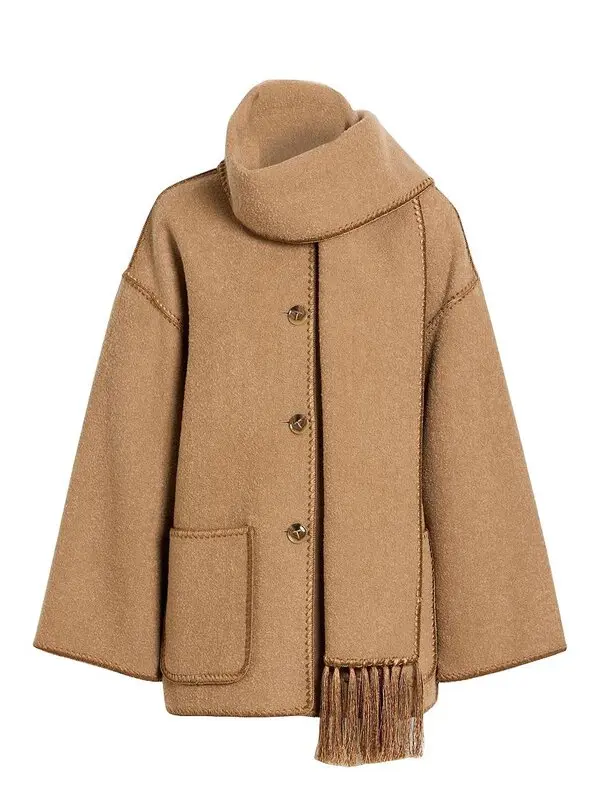 TOTEME Embroidered Wool-blend Bouclé Jacket - Camel