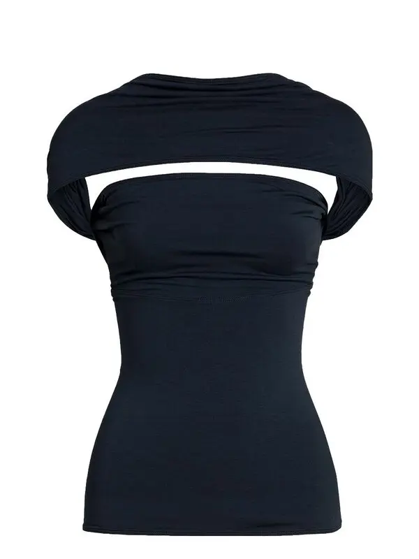 TOTEME Cutout Stretch-jersey Top - Navy