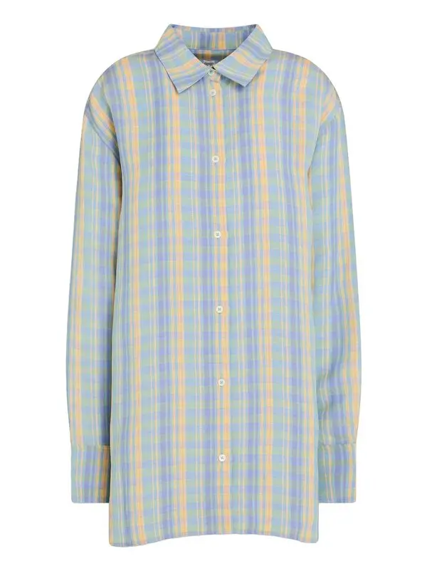 TOTEME Gingham Linen-blend Shirt - Light Blue