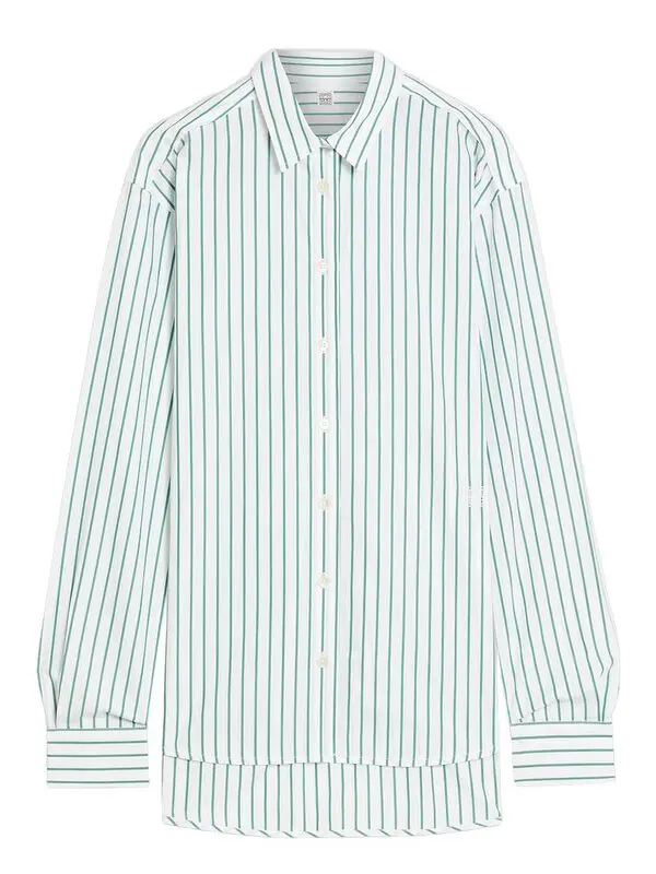 TOTEME Striped Cotton Oxford Shirt - White
